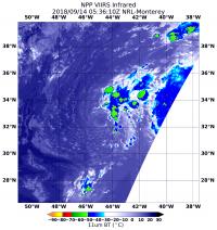Wind shear affecting Tropical Storm Joyce in NASA-NOAA satellite image ...