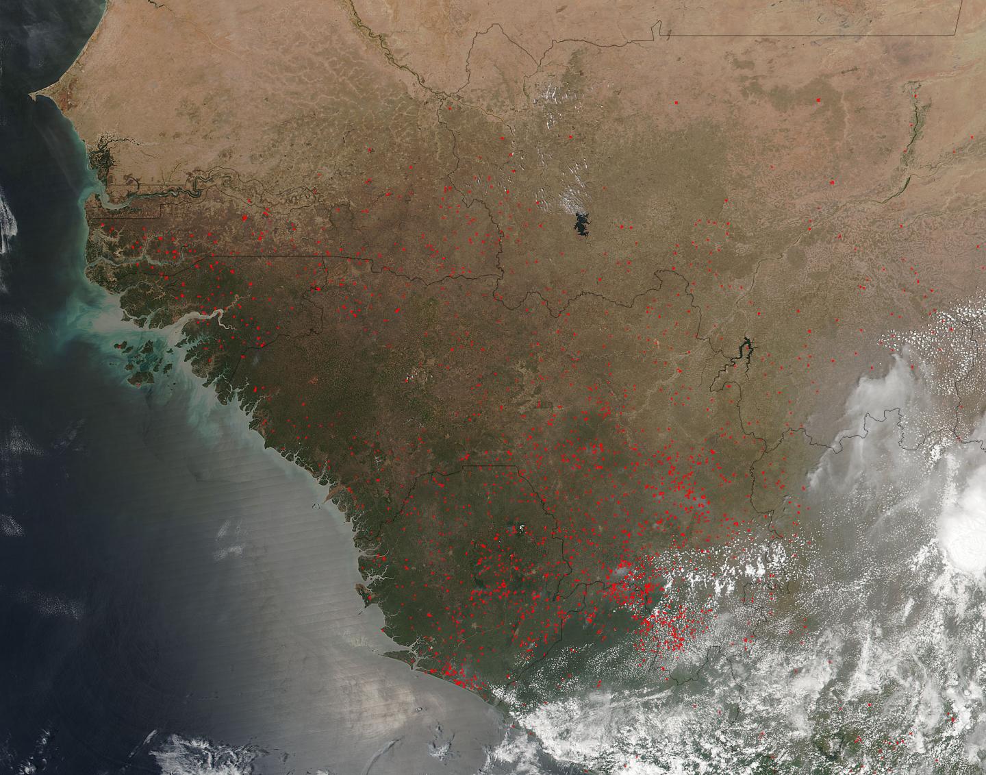 West African Agricultural Fires Light Up [IMAGE] | EurekAlert! Science ...
