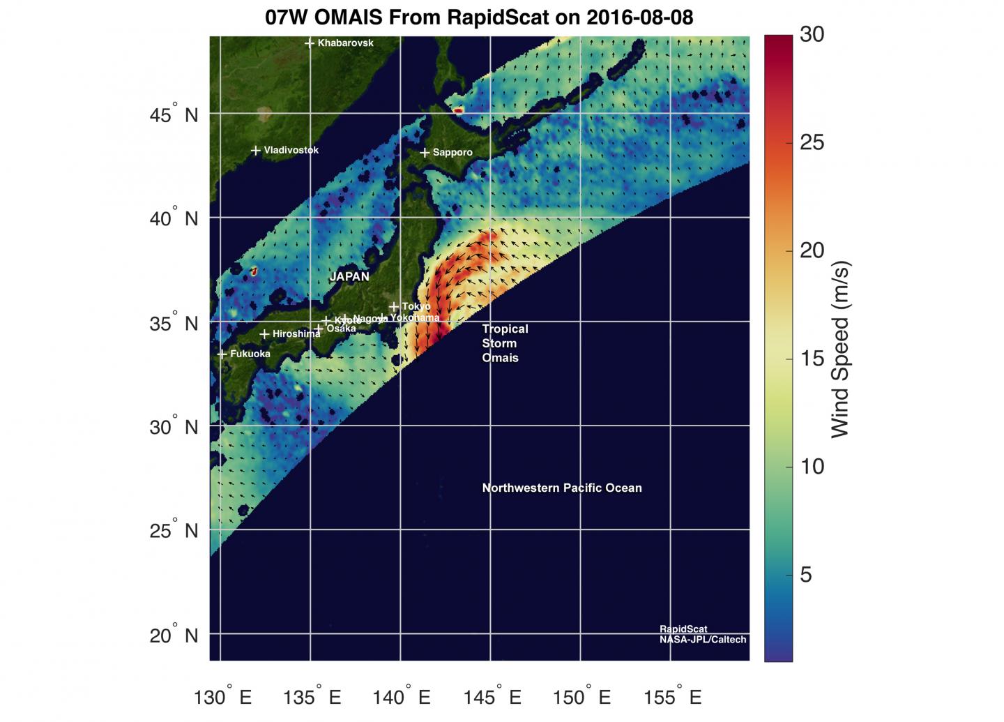 NASA measures winds of Tropical Storm Omais | EurekAlert!